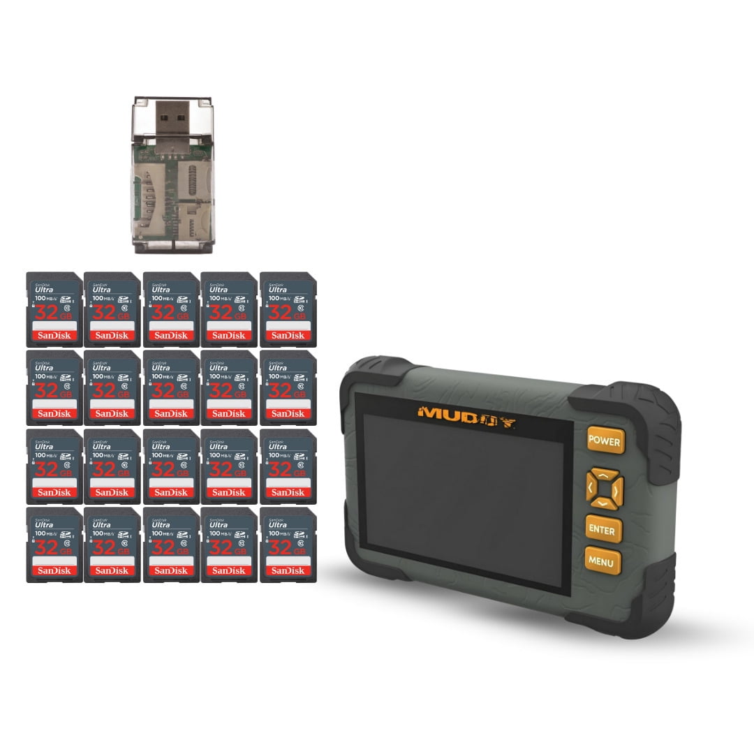 Muddy SD Card Reader or Viewer with 4.3 Inch LCD Screen Bundle with 32GB Ultra SDHC UHS-I Memory ...