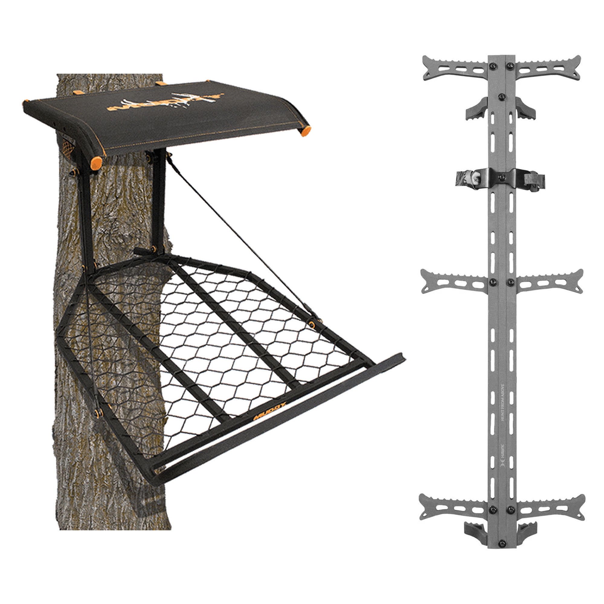 Muddy The Boss XL Aluminum Deer Hunting Tree Stand & Hawk Helium ...