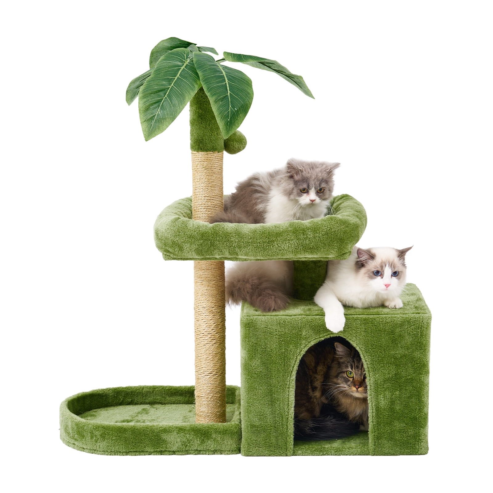 "Mudie 31.5"" Cat Tree Tower, Cozy Plush Condo with Hang Ball, Leaf ...