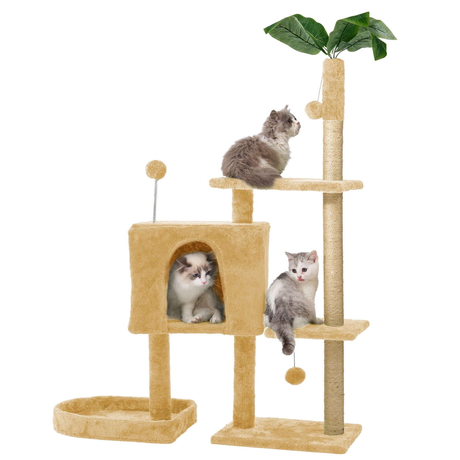 "Mudie 52"" Indoor Cat Tower, Cat Tree with Scratching Posts, Plush ...