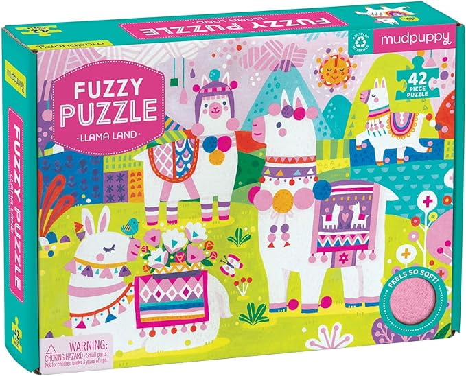 Mudpuppy Llama Land Fuzzy Puzzle, 42 Chunky Pieces, 15”x11” – for Ages ...