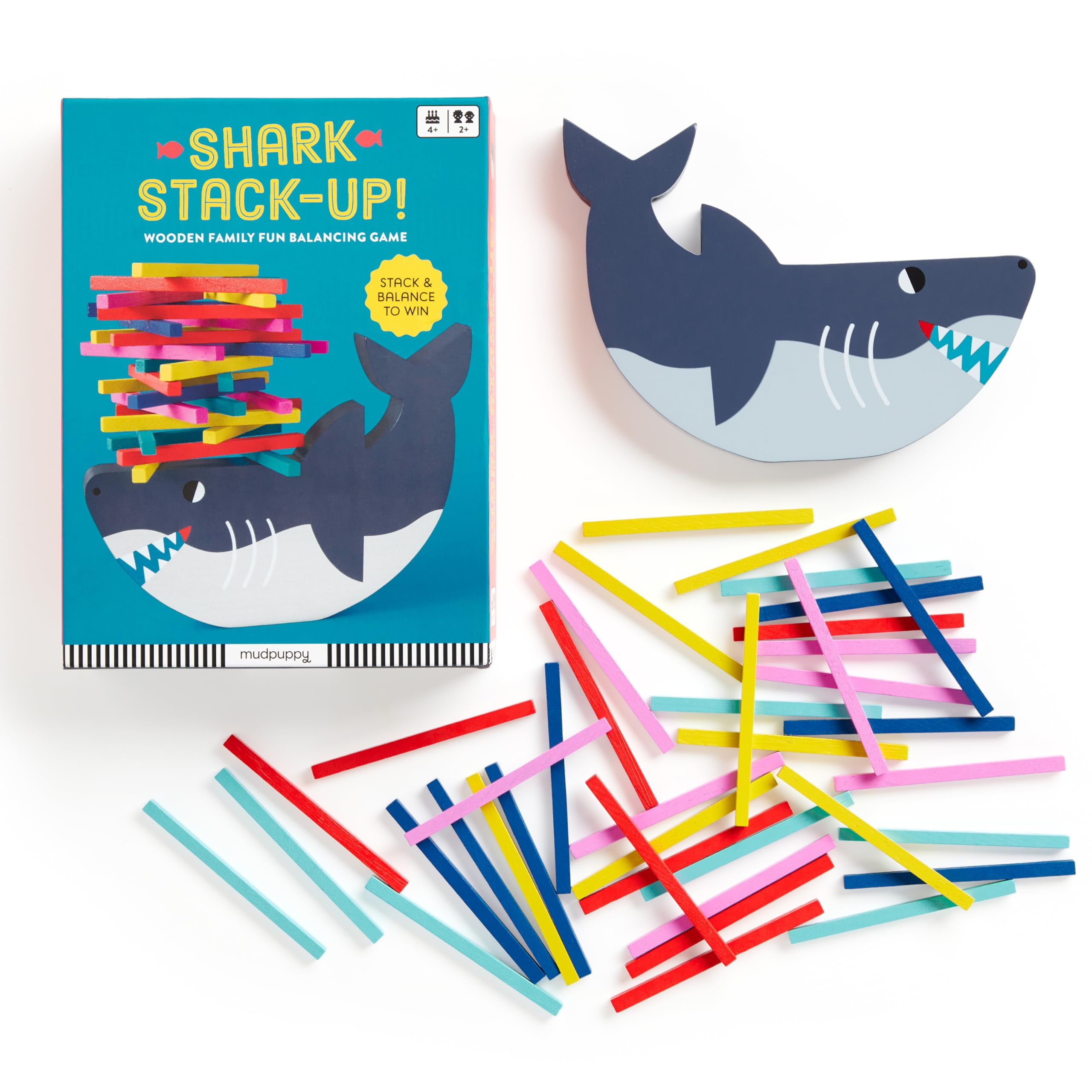 Mudpuppy Shark Stack Up - Shark BSL1 Themed Wooden Balancing Game for ...