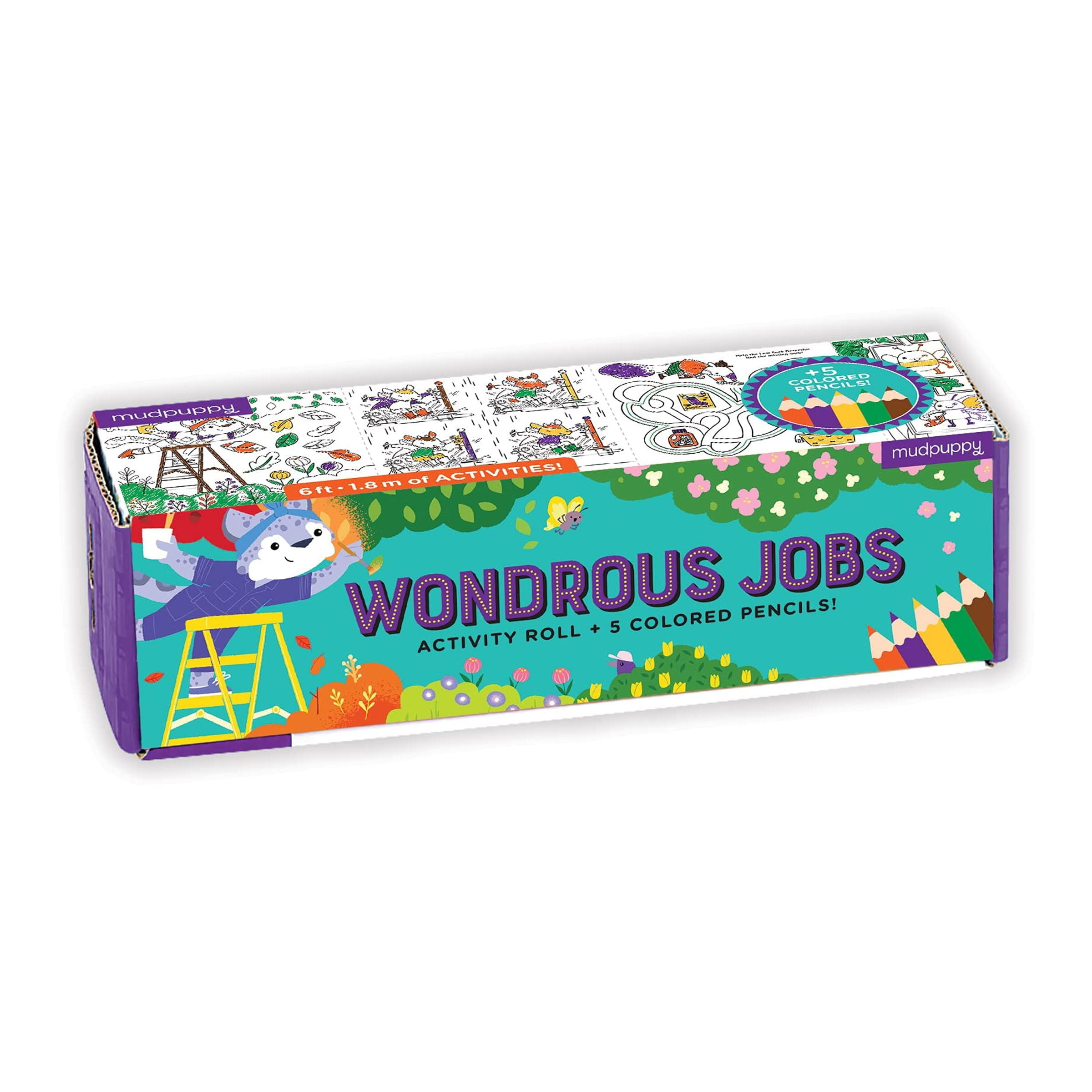 Mudpuppy Wondrous Jobs Activity MMF7 Roll, Features Coloring, Mazes, spot The Difference, and ...