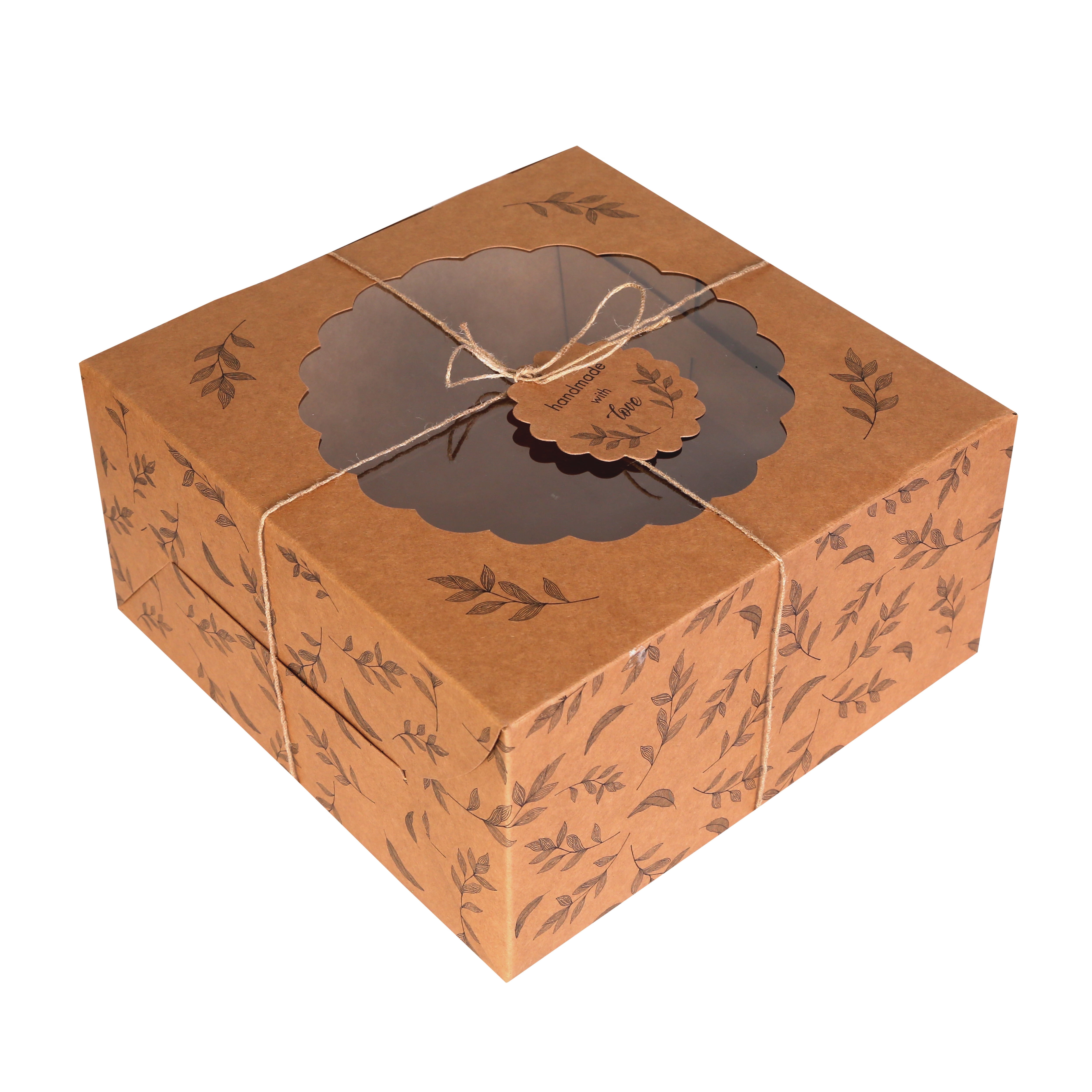 Mudrit Cake Boxes with Window - 10 Pcs, 10x10x5 inches, Kraft Bakery ...