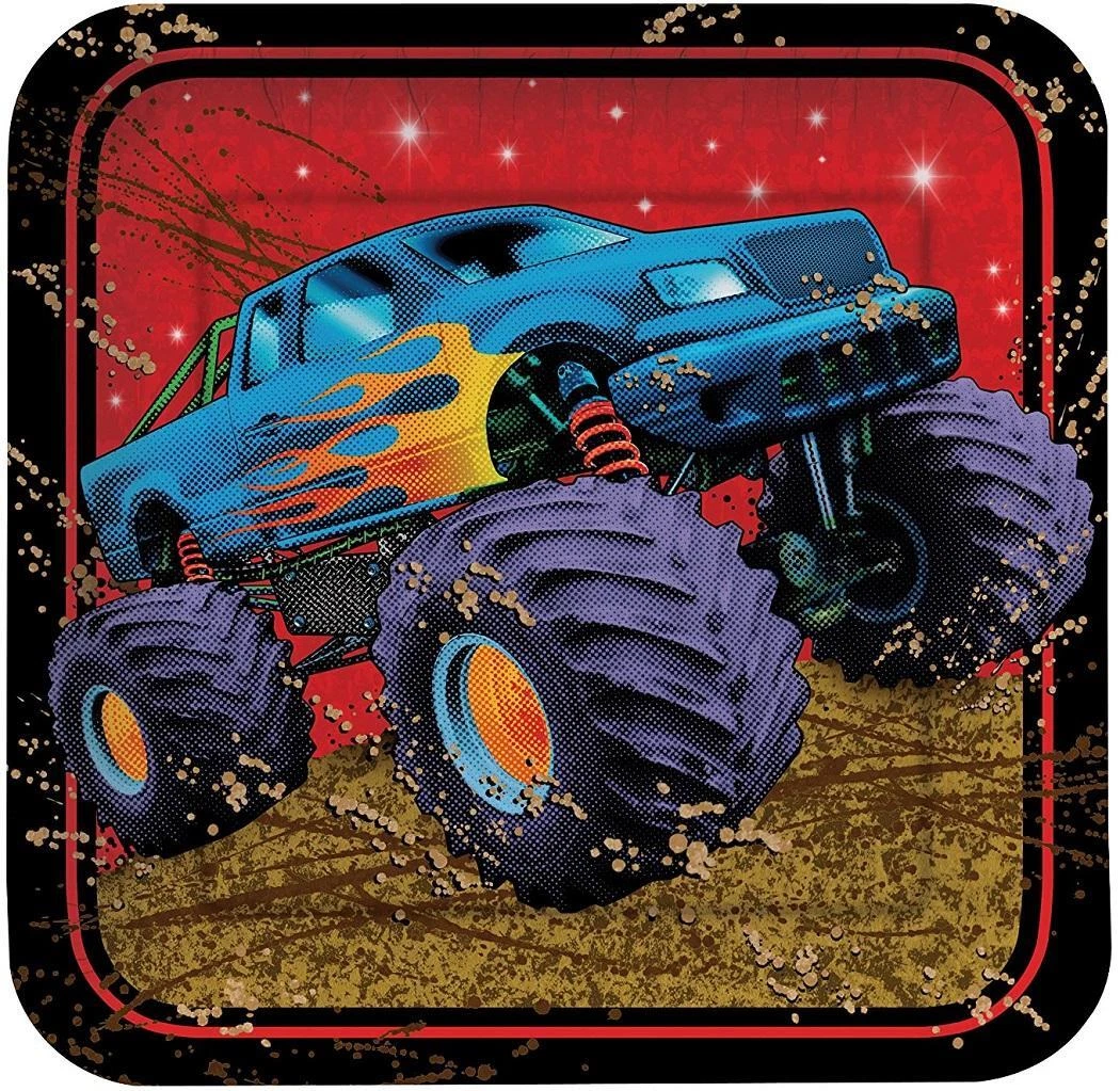 Mudslinger Monster Truck Rally Kids Birthday Party 7" Square Dessert ...