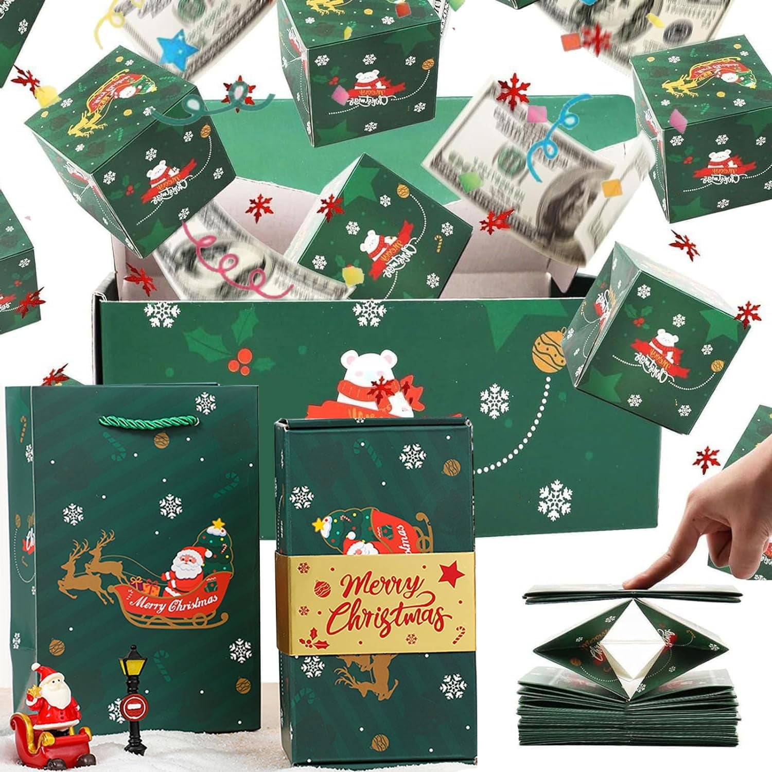 Muecwrye 6 Pcs Christmas Gift Boxes, Surprise Gift Box Explosion for ...