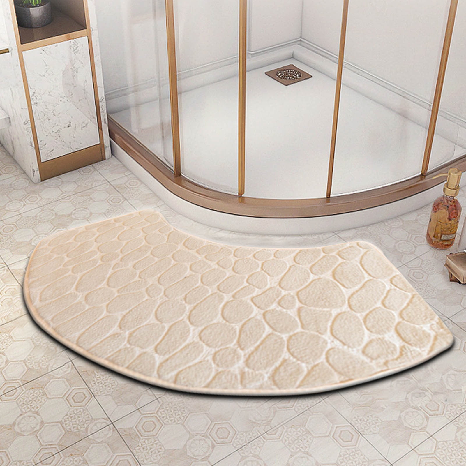 Muecwrye Curved Bath Rug, 12"x 24" inch Non Slip Foam Bath Rug, Soft ...