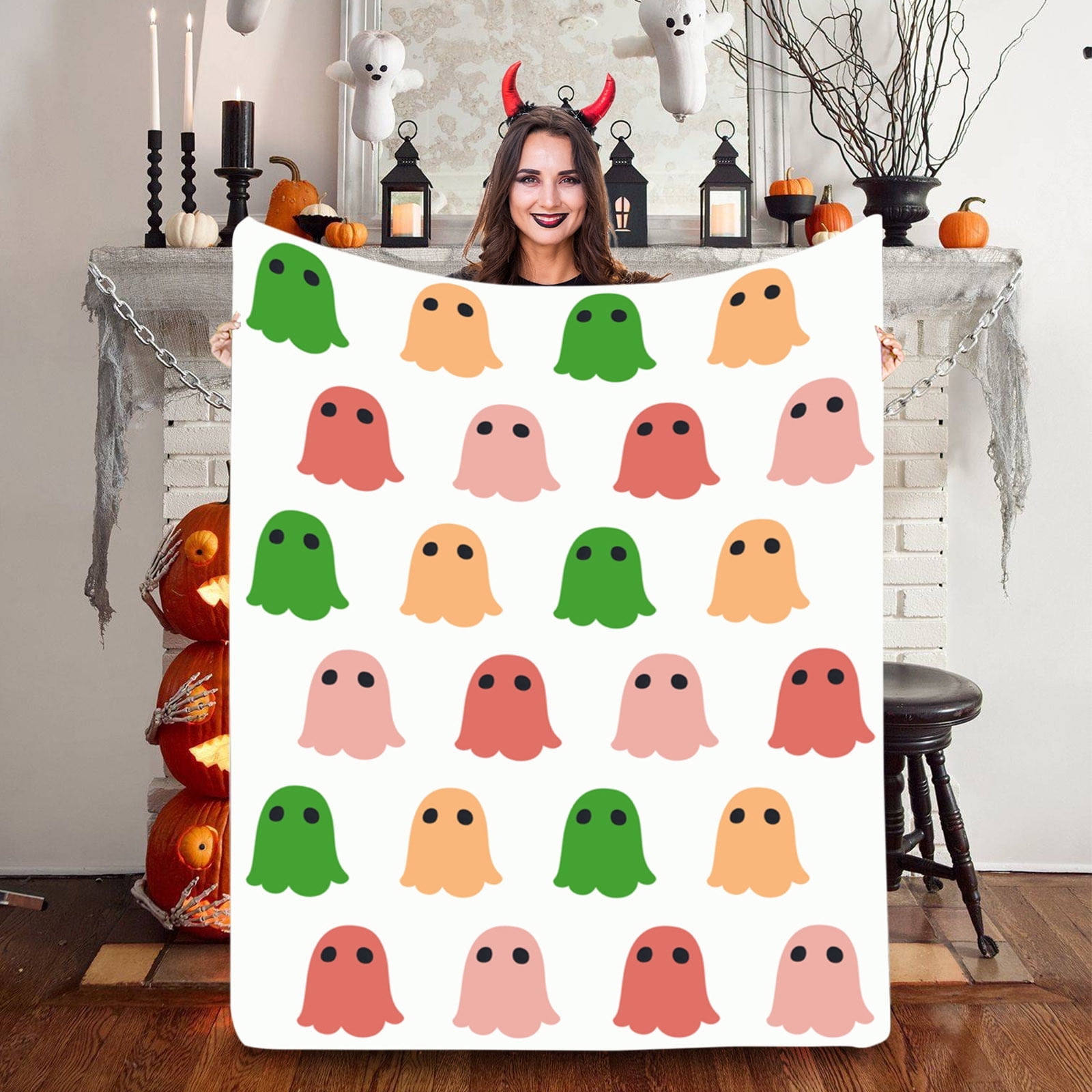 Muecwrye Halloween Blanket, Cute Halloween Spooky Black and White Throw ...
