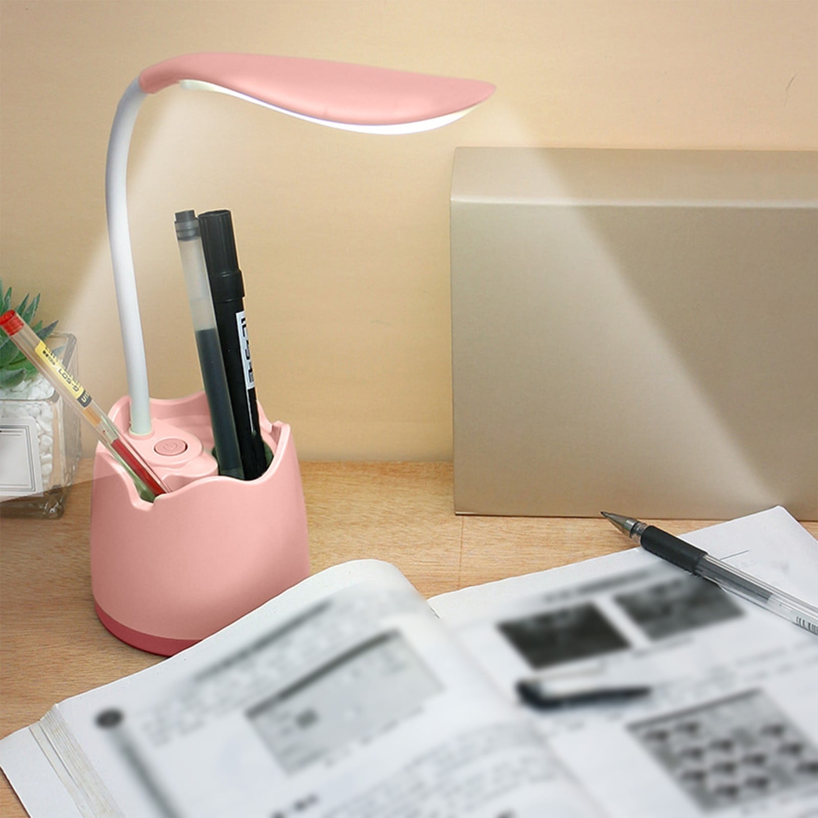 Muecwrye Table Lamp, Desk Lamp with Pen Holder, Desk Lamps for Home ...