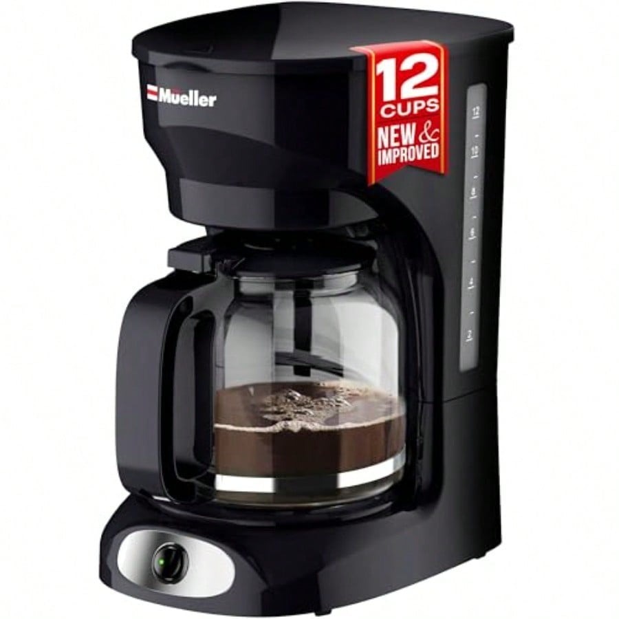 Mueller 12-Cup Drip Coffee Maker - Borosilicate Carafe Auto-Off ...