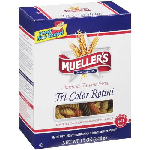 Mueller's: Pasta Rotini Tri Color, 12 Oz - Walmart.com