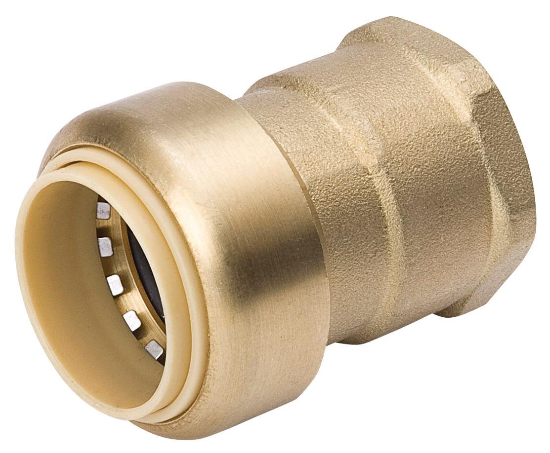 Mueller 630-204HC ProLine Push-Fit Brass Standard Female Adapter, 3/4 ...