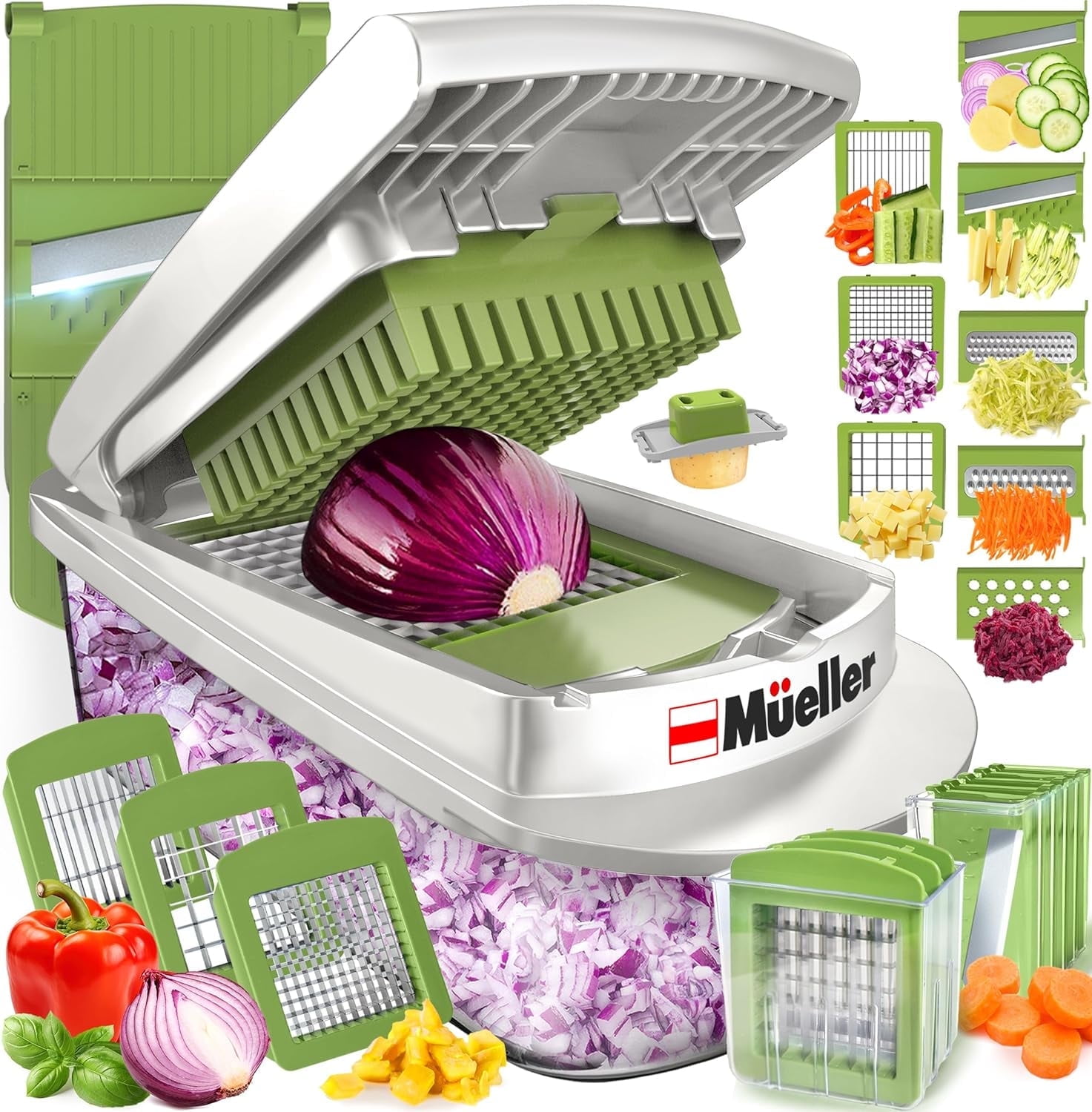 MÜELLERHOME Pro-Series 10-in-1, 8 Blade Vegetable Chopper, Onion Mincer ...