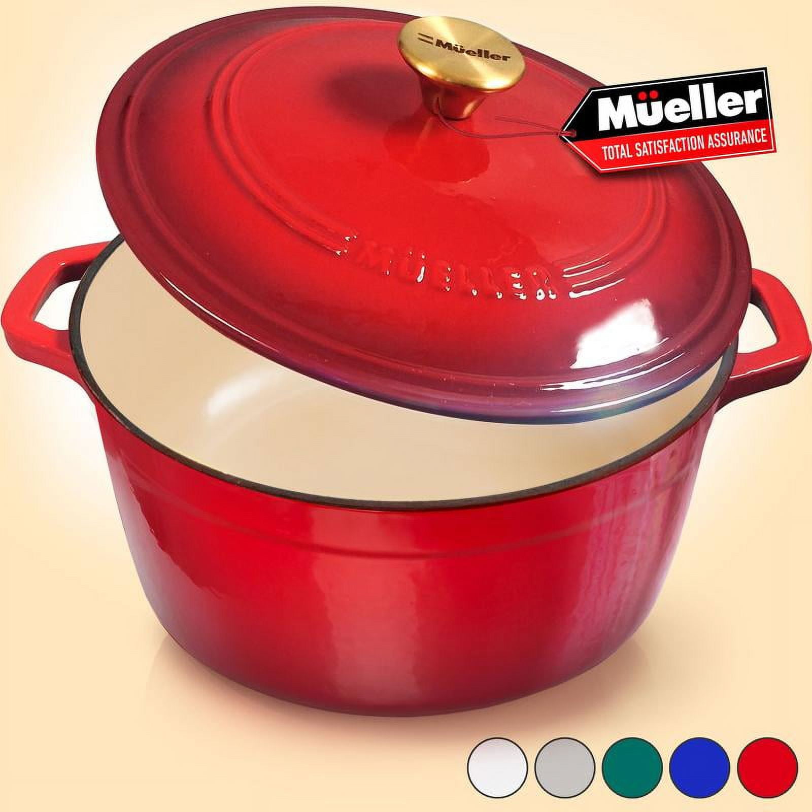 Mueller DuraCast Enameled Cast Iron Dutch Oven Pot with Lid, 4.5, 6 or ...