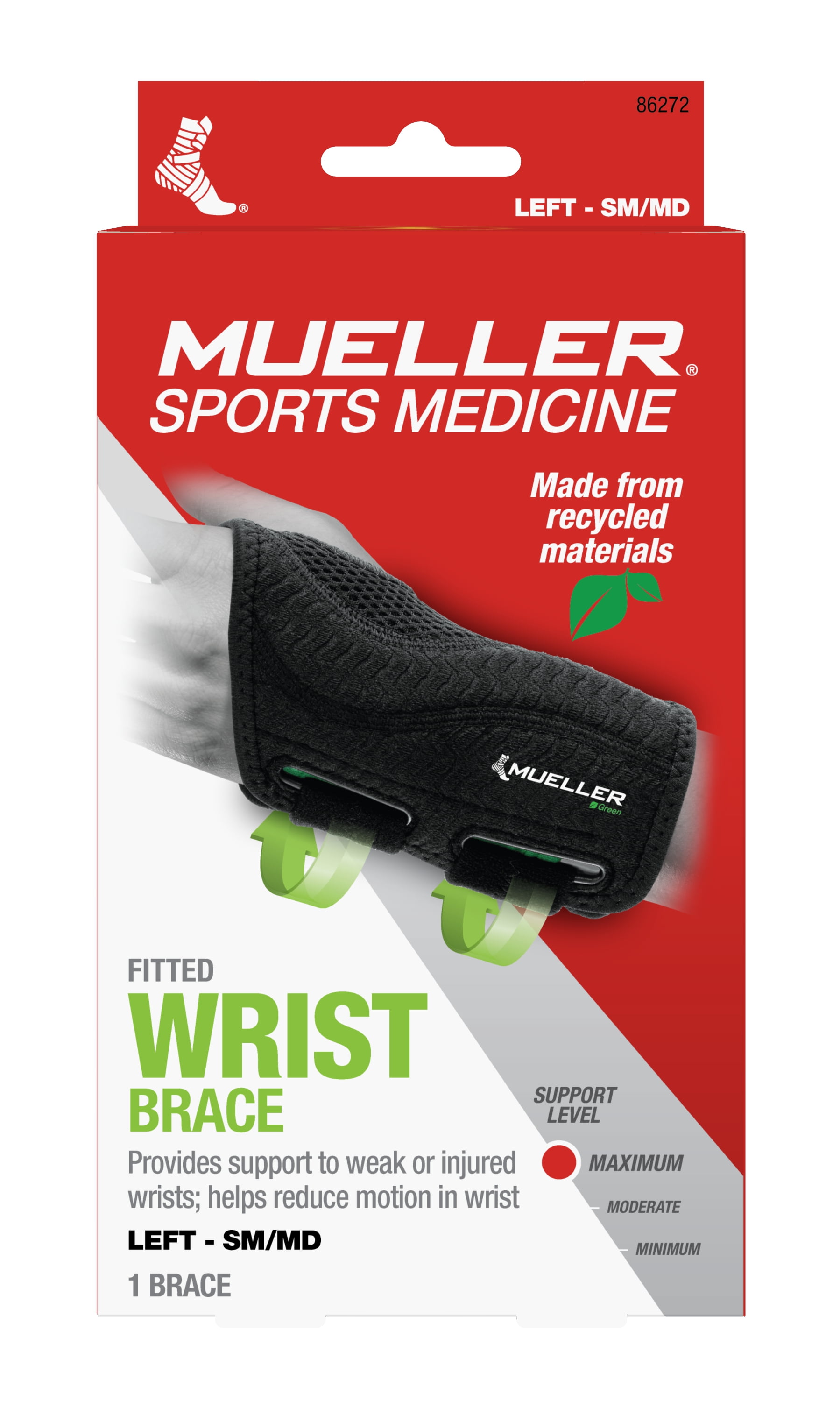 Mueller Green Fitted Wrist Brace, Carpal Tunnel Stabilizer, Hand ...