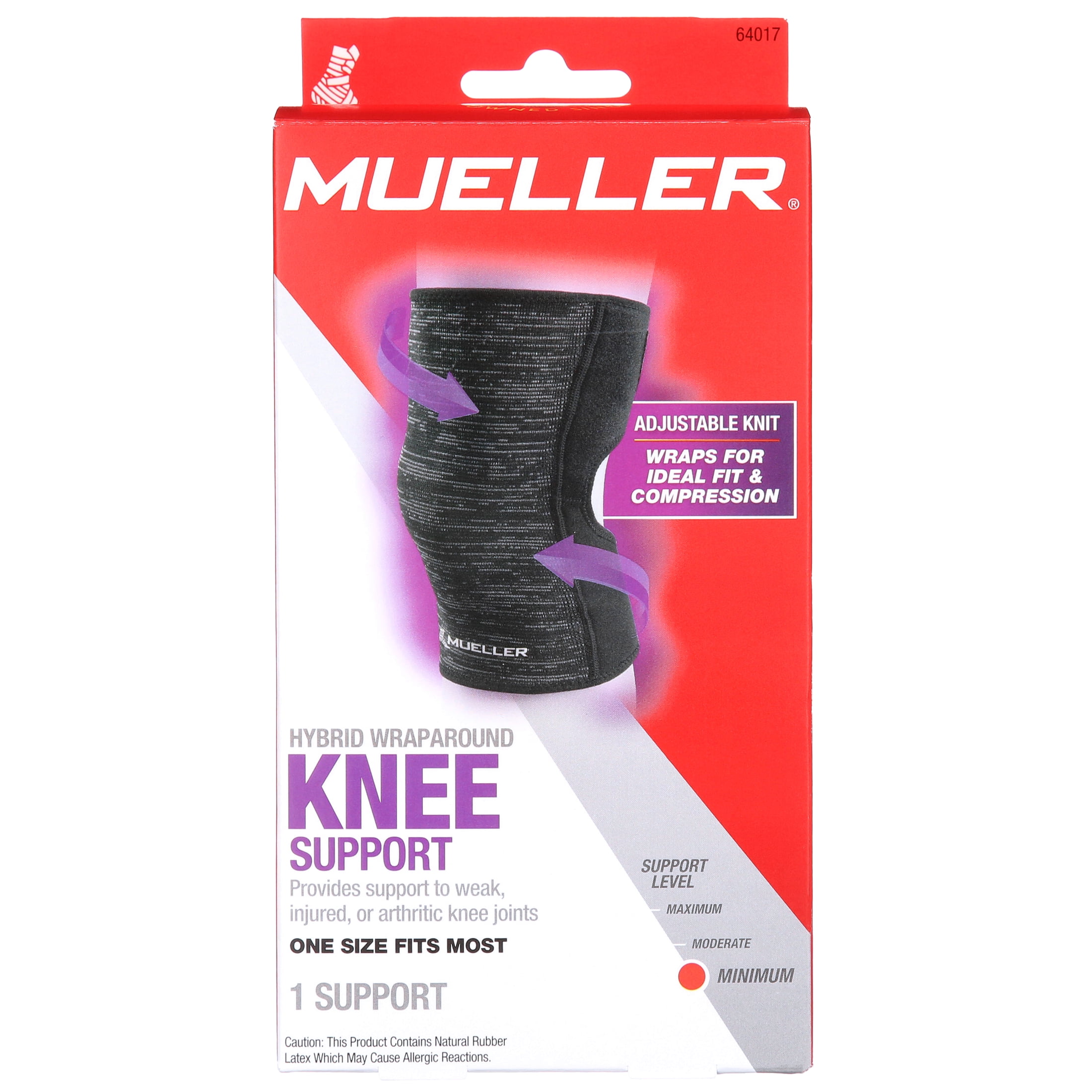 Mueller Hybrid W-Latex Knee & Leg Brace, Lightweight, Breathable, One ...