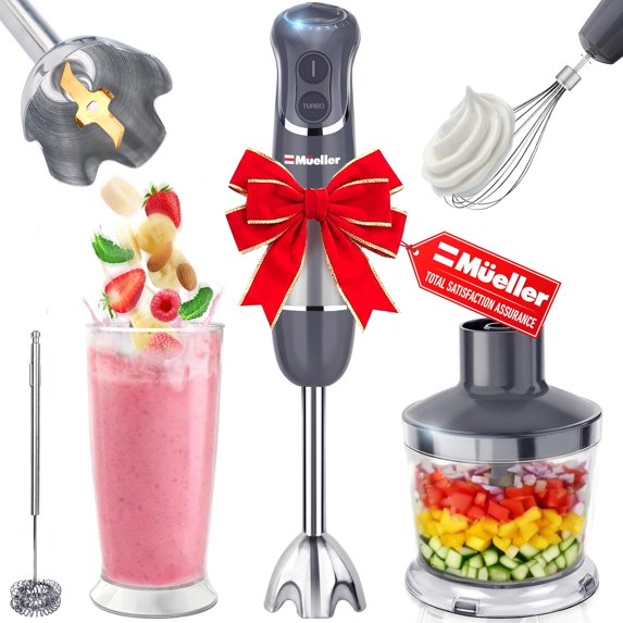 Mueller Multistick 5-in-1 Immersion Blender Handheld,12 Speed Hand ...