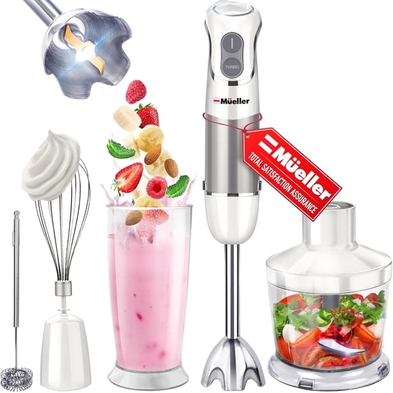 Mueller Multistick 800W 5-in-1 Immersion Blender Handheld, 12 Speed ...