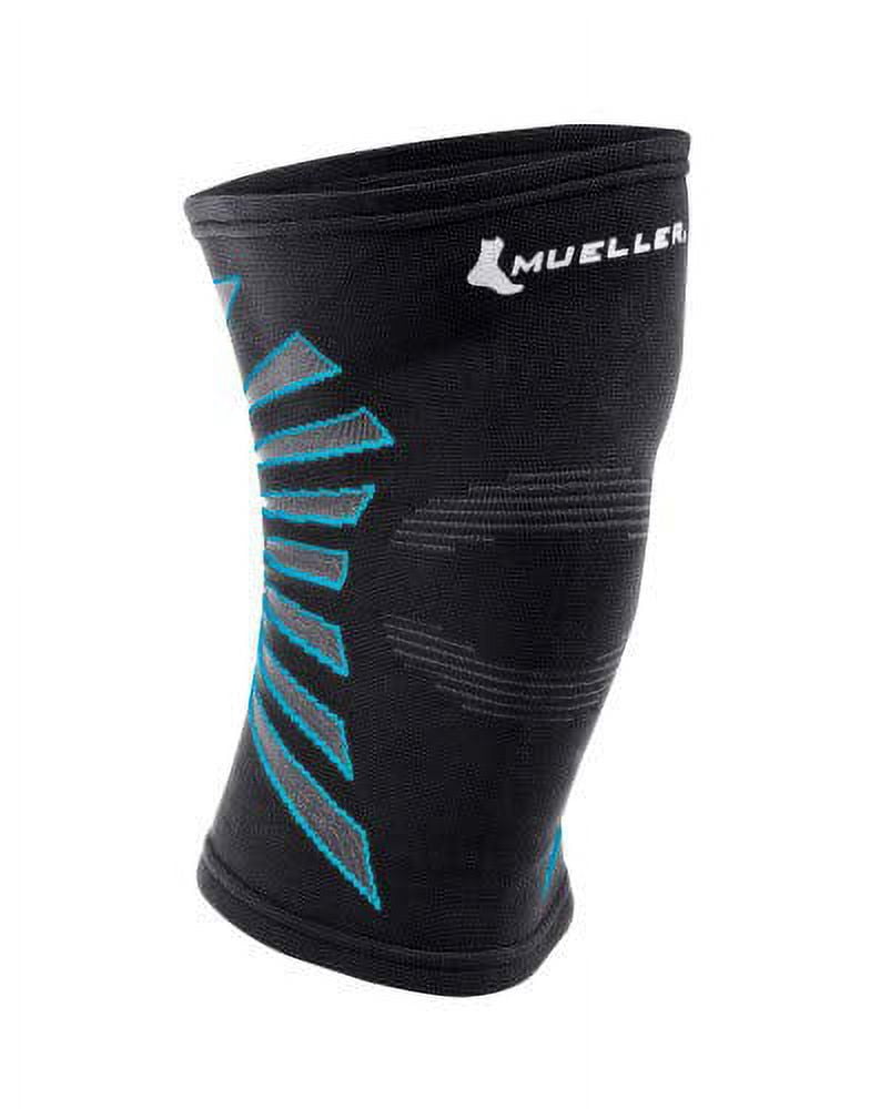 Mueller Omniforce 100 Knee Support, Black/Aqua, Large | Knit Knee Brace ...