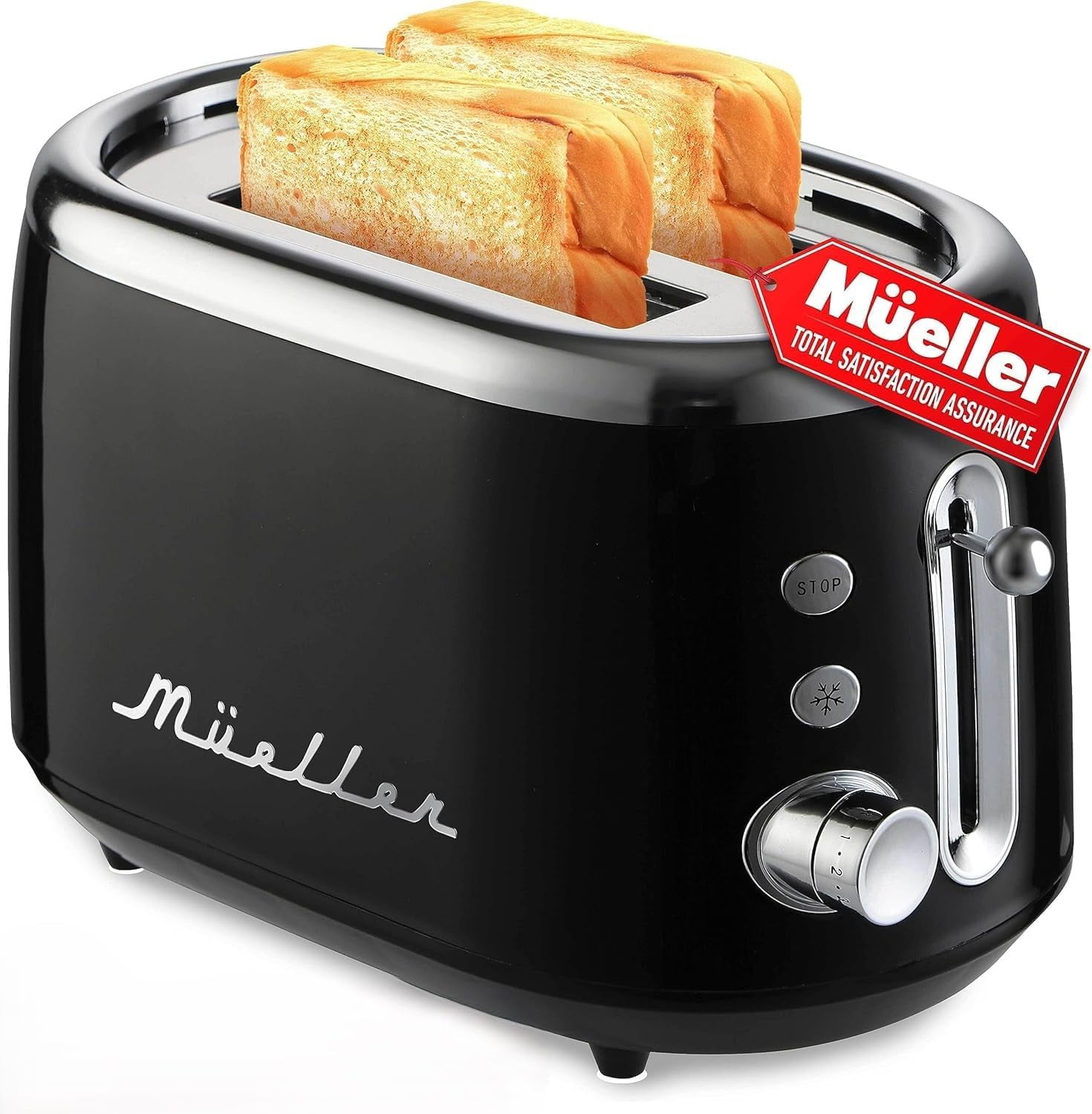 Mueller Retro Toaster 2 Slice with 7 Browning Levels and 3 Functions ...