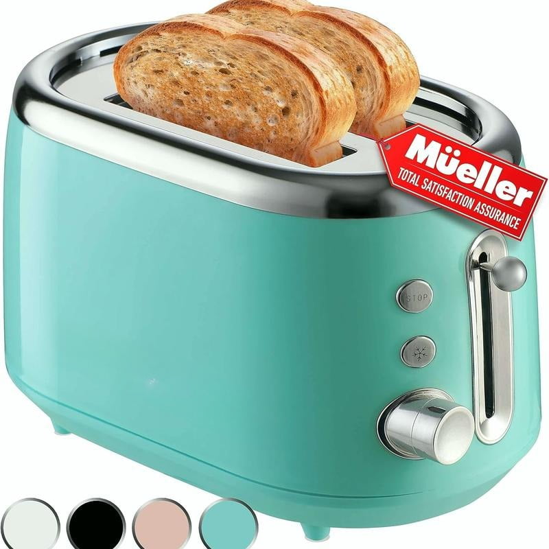 Mueller Retro Toaster 2-Slice with 7 Browning Shade Levels or 4 Slice ...