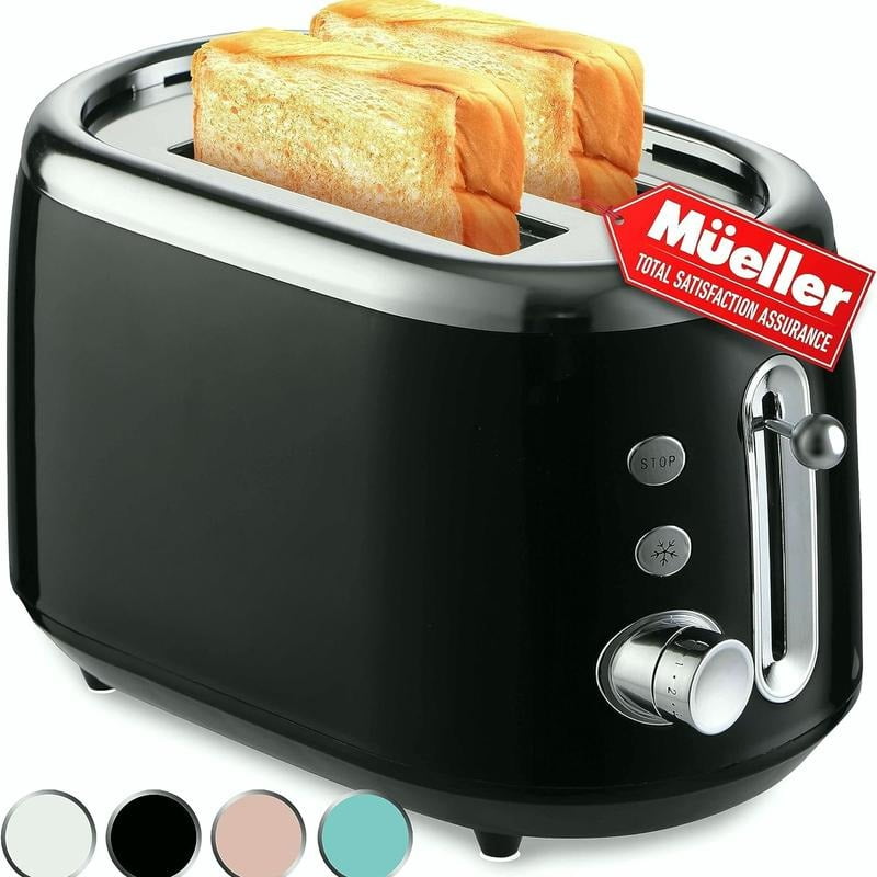 Mueller Retro Toaster 2-Slice with 7 Browning Shade Levels or 4 Slice ...
