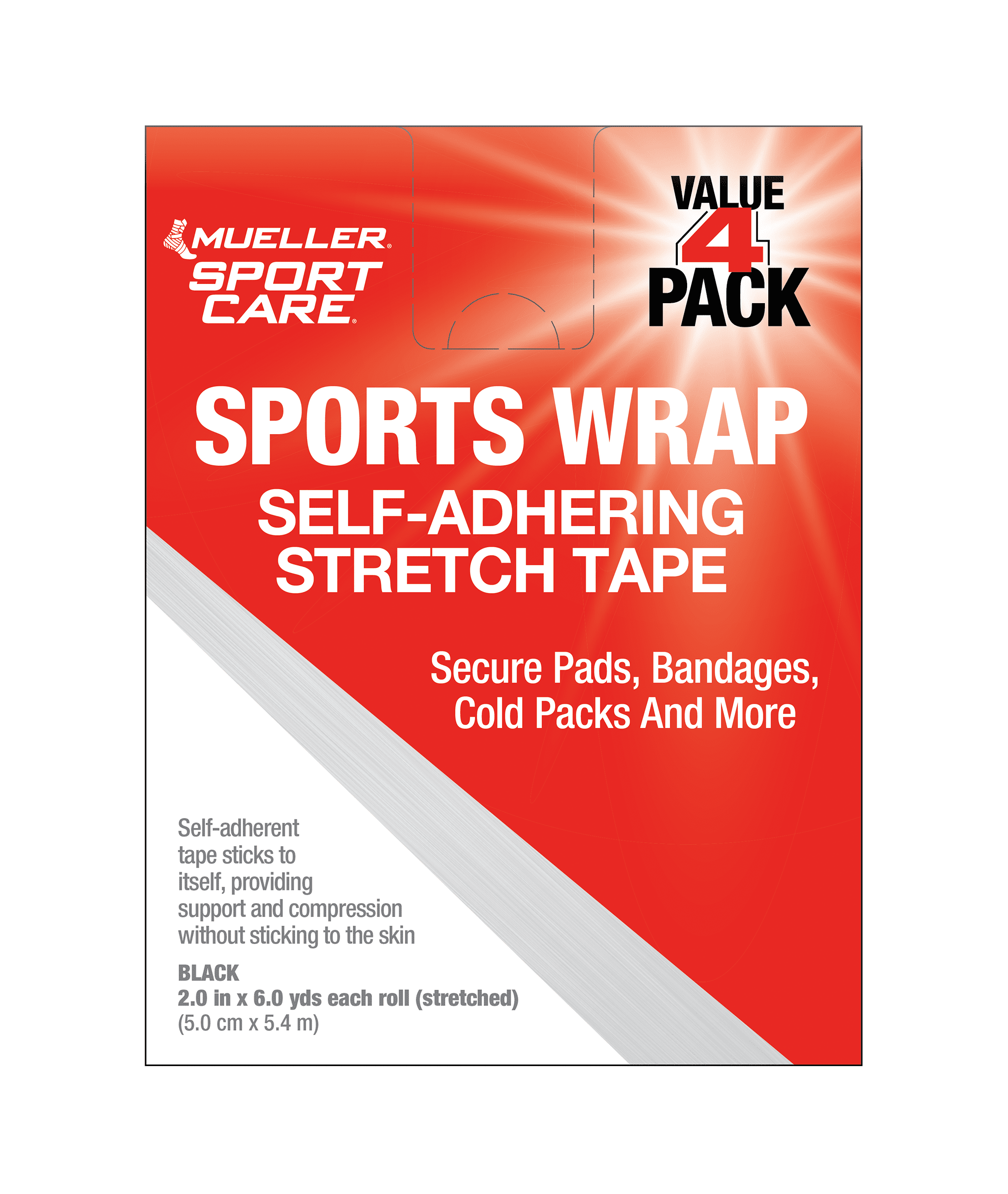 Mueller Self Adhering Sports Wrap 2" White, 4 Pack - Walmart.com