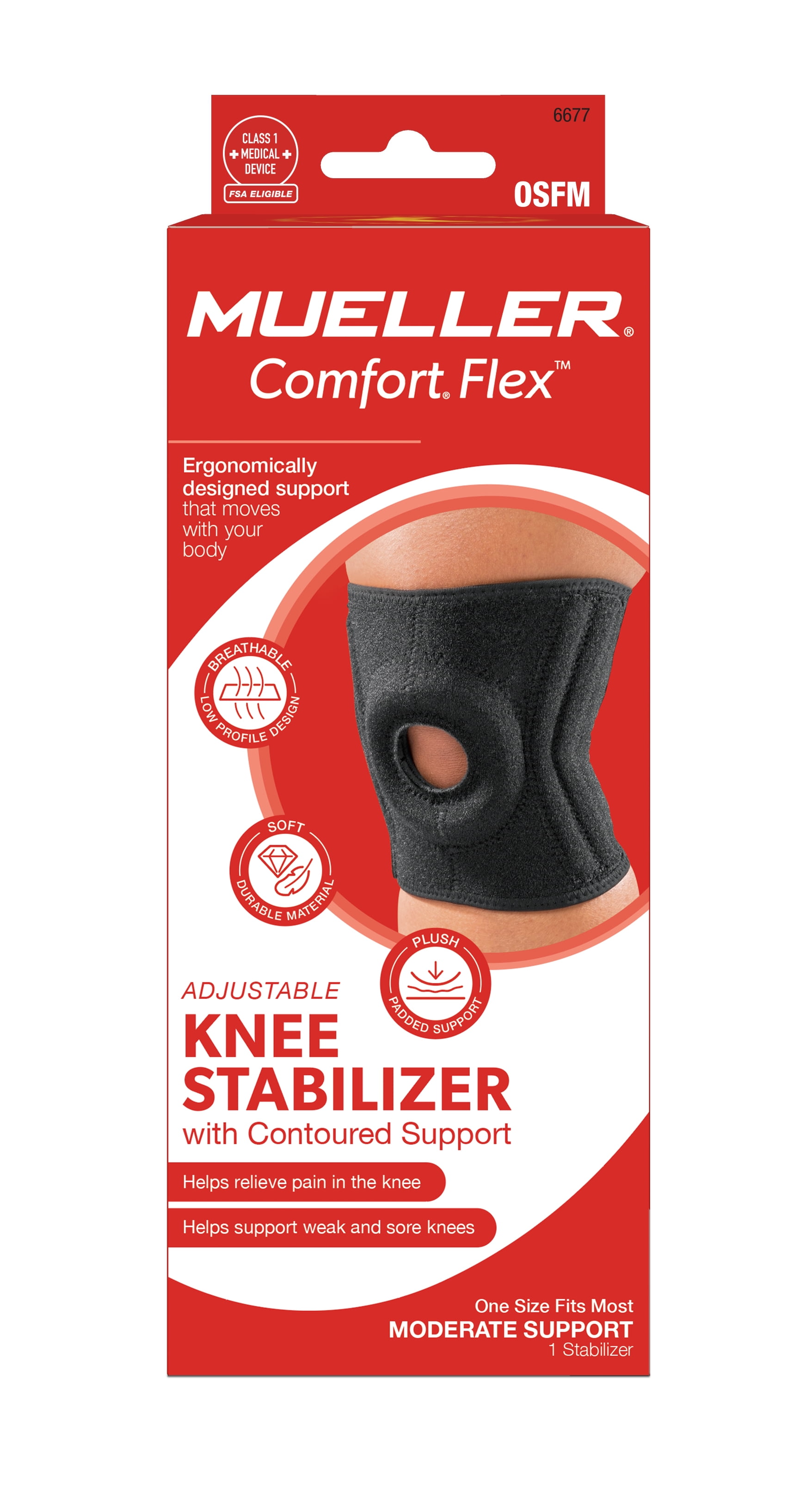Mueller Sports Medicine Comfort Flex Knee Stabilizer, One Size Fits ...
