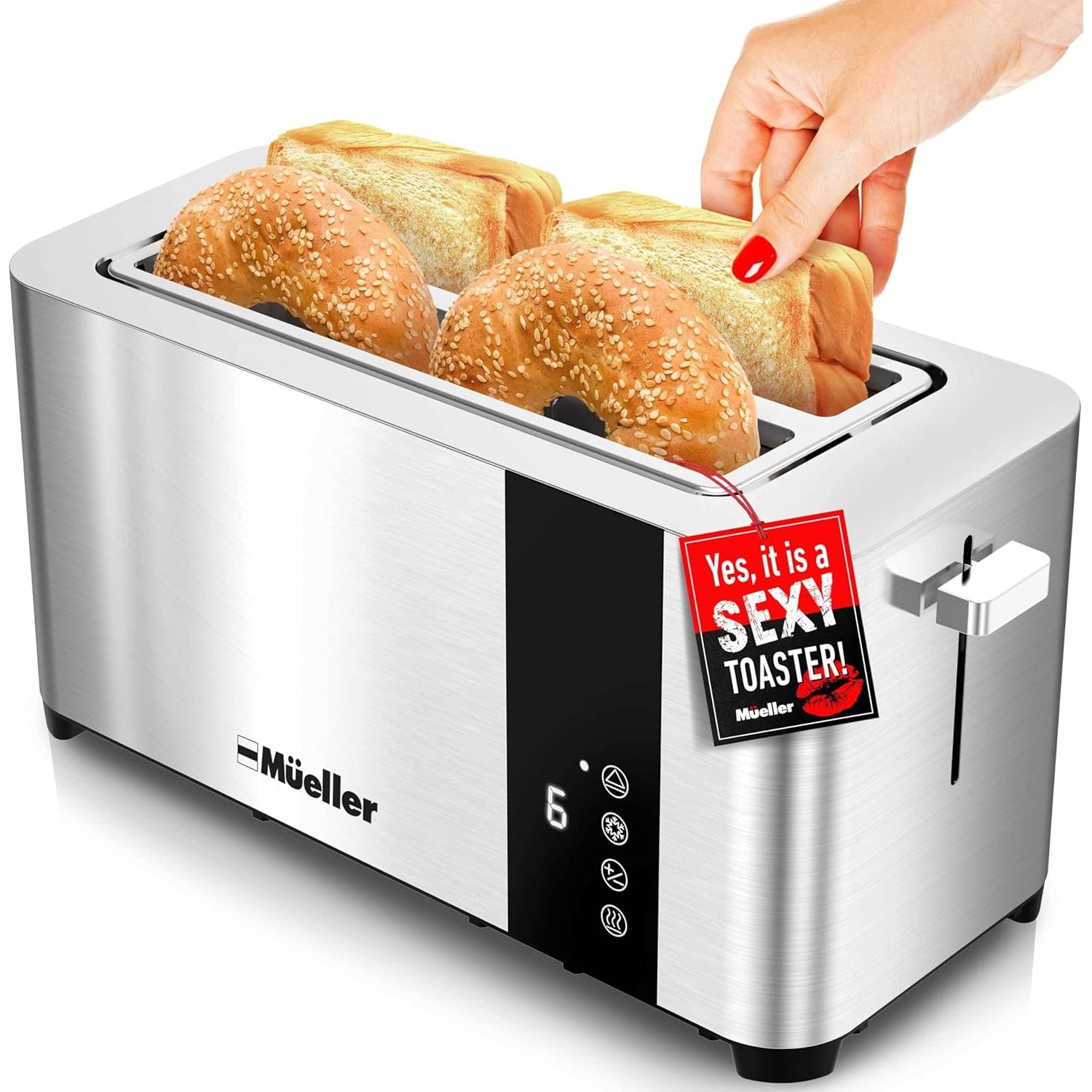 Mueller UltraToast Full Stainless Steel Toaster 4 Slice, Long Extra ...