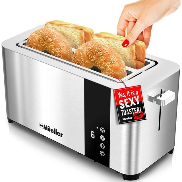 Mueller UltraToast Full Stainless Steel Toaster 4 Slice, Long Extra ...