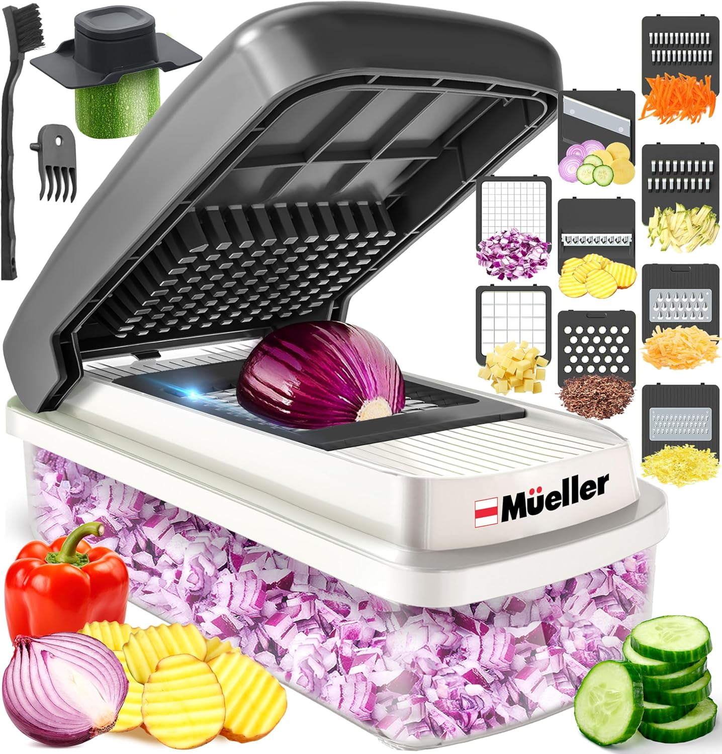 Mueller Vegetable Chopper Mandoline Slicer, Food Veggie Chopper, Cheese ...