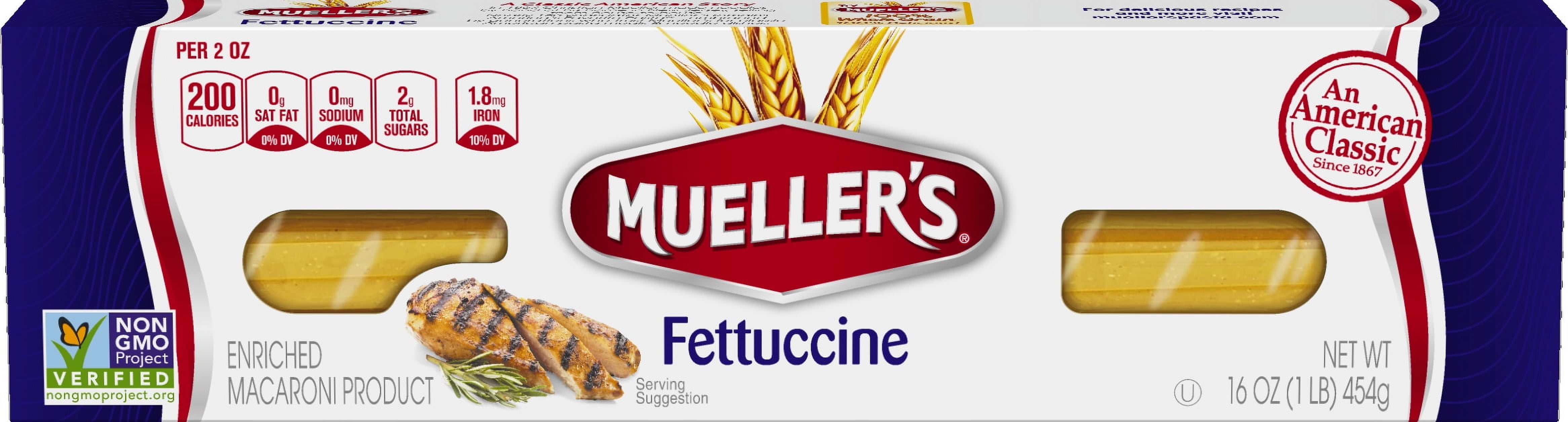 Mueller's Fettuccine Pasta, Sodium-Free, Cholesterol-Free, 16 oz, Shelf ...