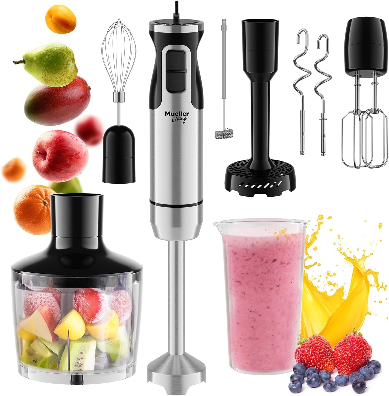 Mueller Immersion Blender Set, 9-Speed Hand Blender, 7 Attachments ...