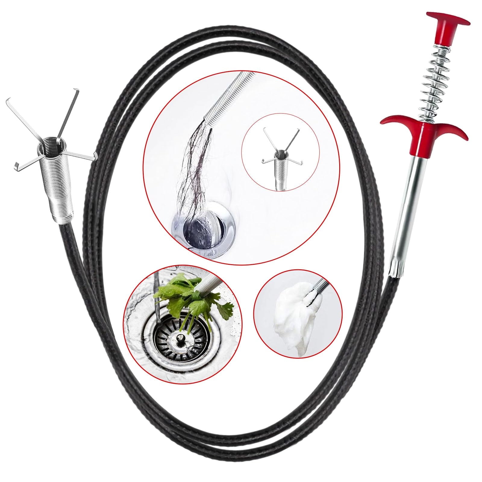 61 Inch Drain Snake Hair Drain Clog Remover Tool - Sink Drain Cleaner ...