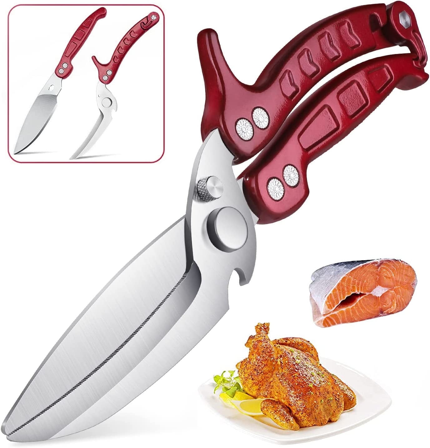 Muerk Heavy Duty Kitchen Scissors, Come-Apart Stainless Steel Shears ...