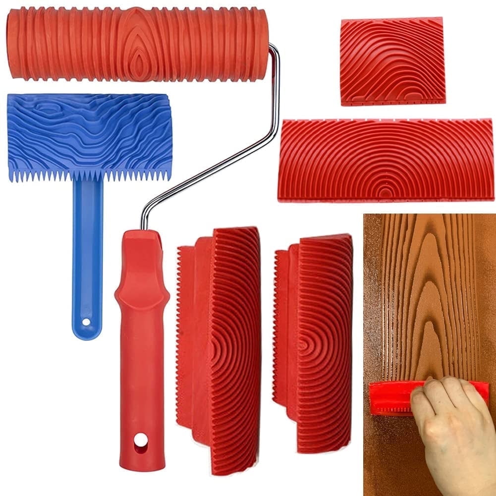 Muerk Wood Graining Tool Set, 6pcs 7" Fake Wood Grain Roller Painting ...