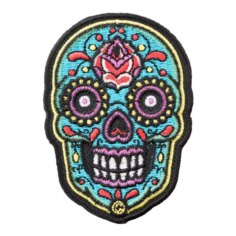Muerte Azul Sugar Skull Patch, Day Of The Dead Patches - Walmart.com