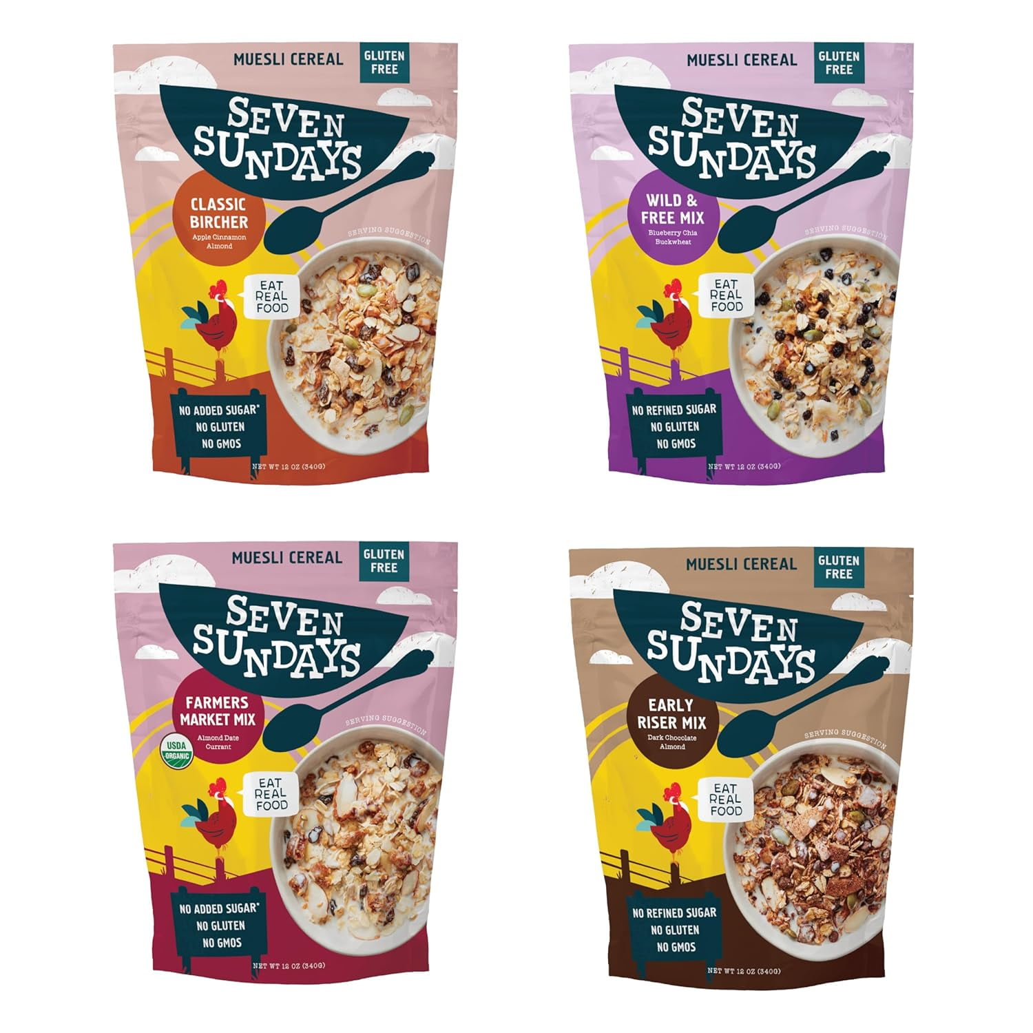 Muesli Cereal, Variety Pack, 12 Oz Bag (Pack of 4), Gluten Free, 0g ...