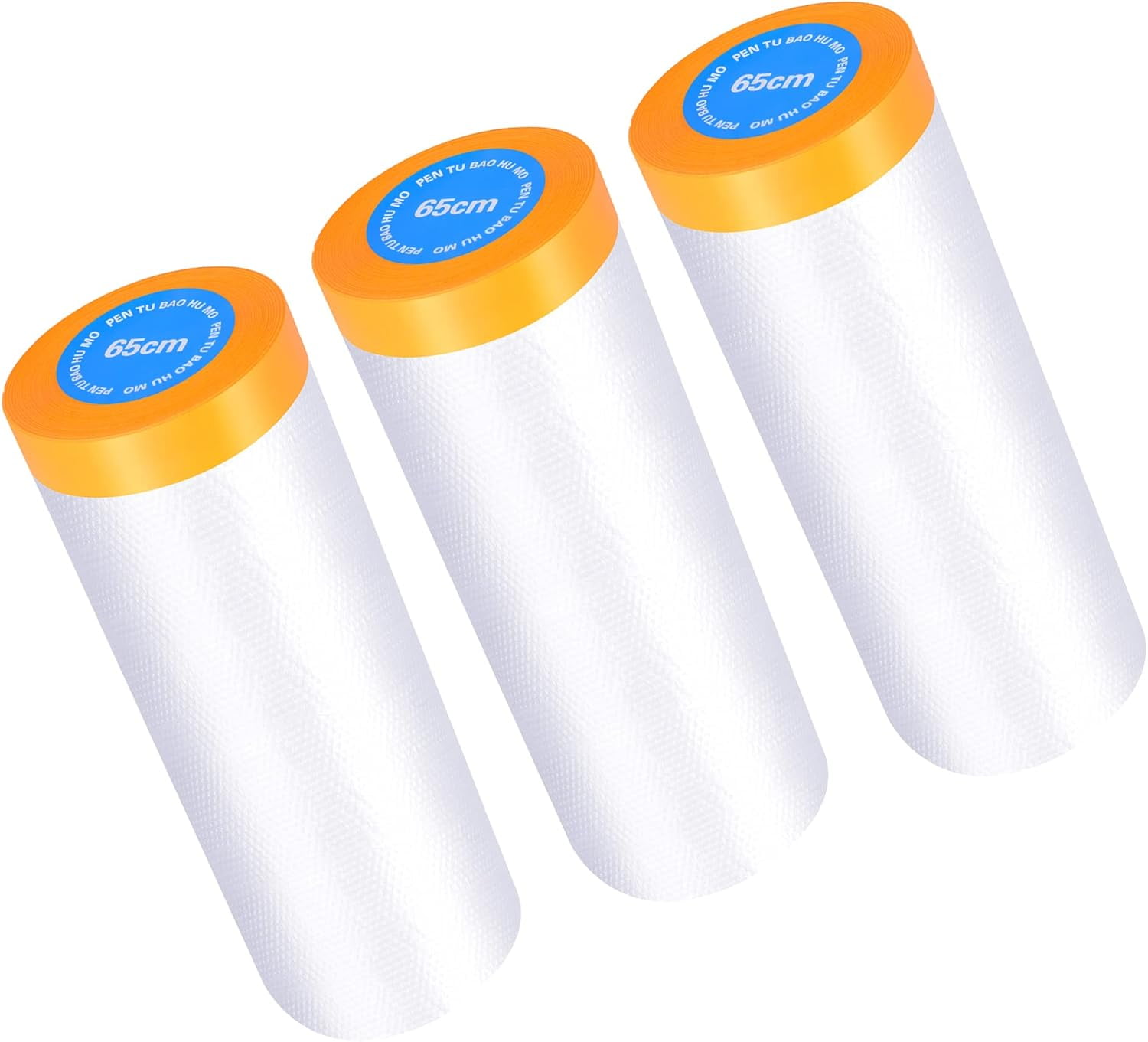 Muf 2 x 65 Feet Plastic Drop Cloth Plastic Sheeting with Masking Tape ...