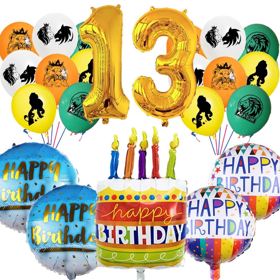 Mufasa Balloons Party Supplies 13th Big Number Decorations Decor Kit ...