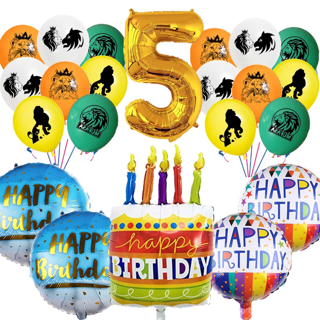 Mufasa Balloons Party Supplies 5th Big Number Decorations Decor Kit ...