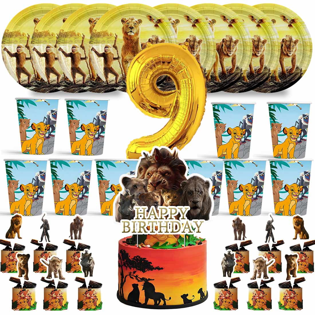 Mufasa Birthday 9th Cups Party Supplies Plates Fans Decorations Cake ...