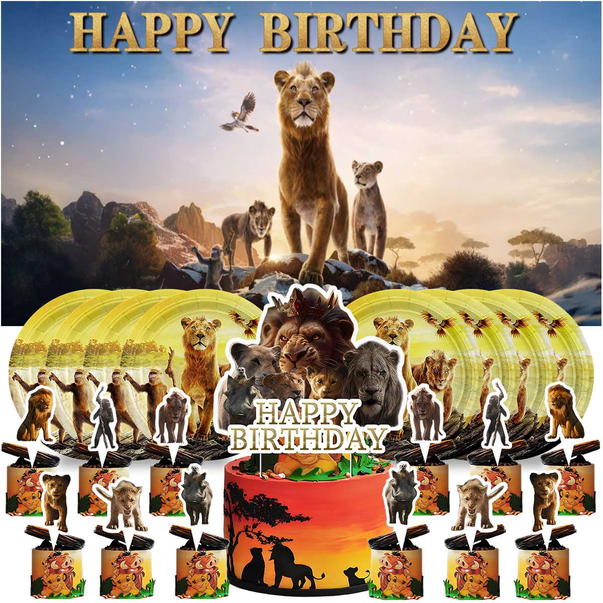 Mufasa Birthday Supplies Plates Decorations Decor Backdrop Banner Cake ...