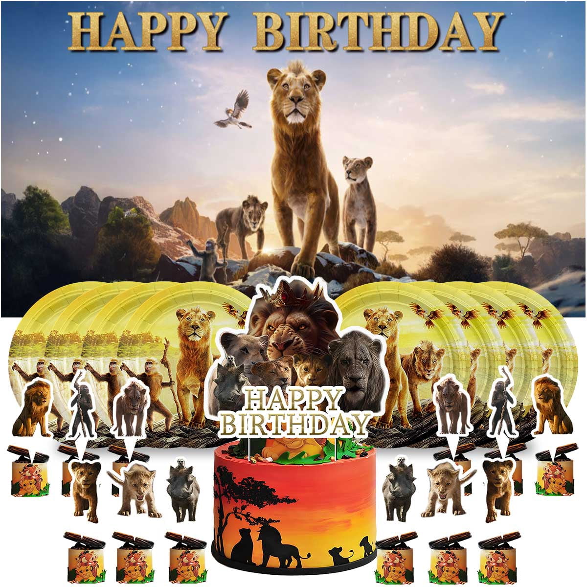 Mufasa Birthday Supplies Plates Decorations Decor Backdrop Banner Cake ...