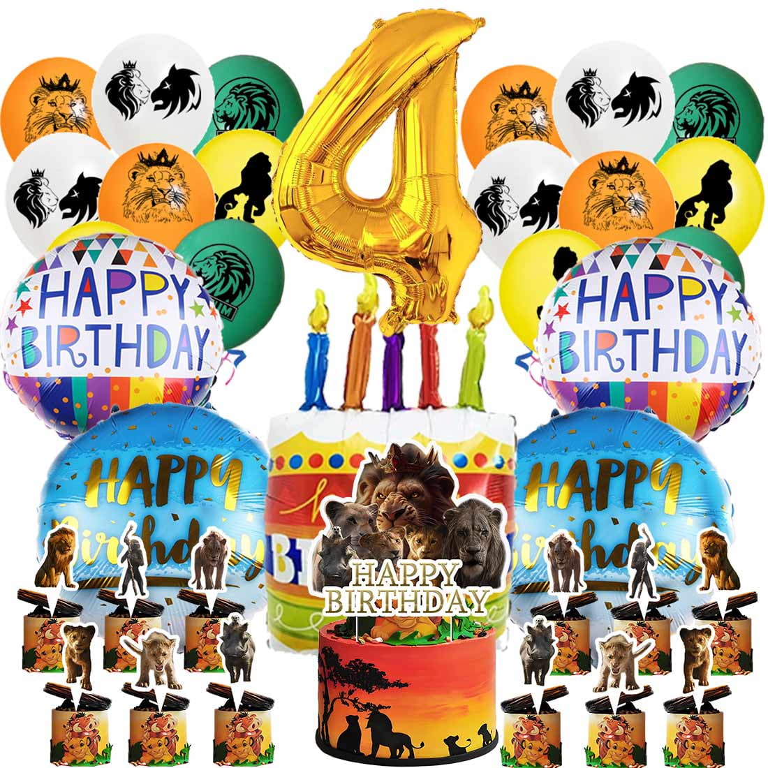 Mufasa Party Supplies 4th Decor Kit Balloons Birthday Cake Topper ...