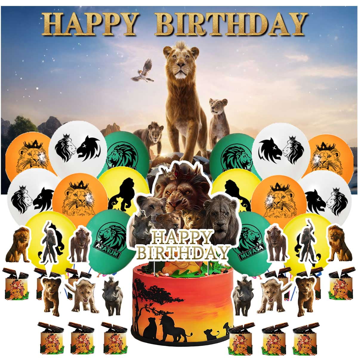 Mufasa Party Supplies Latex Balloons Decor Banner Backdrop Kit Birthday ...
