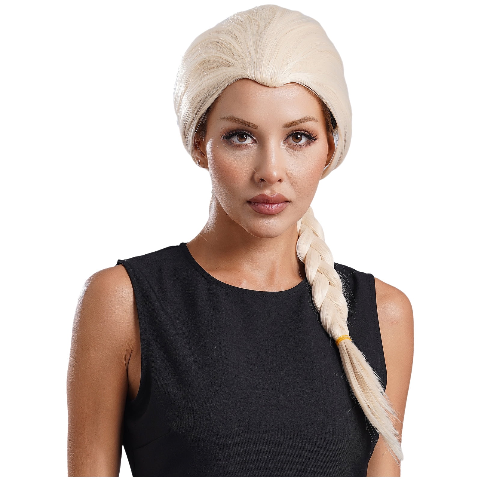 Mufeng Blonde Womens Fairytale Princess Cosplay Wig with Single Braid ...