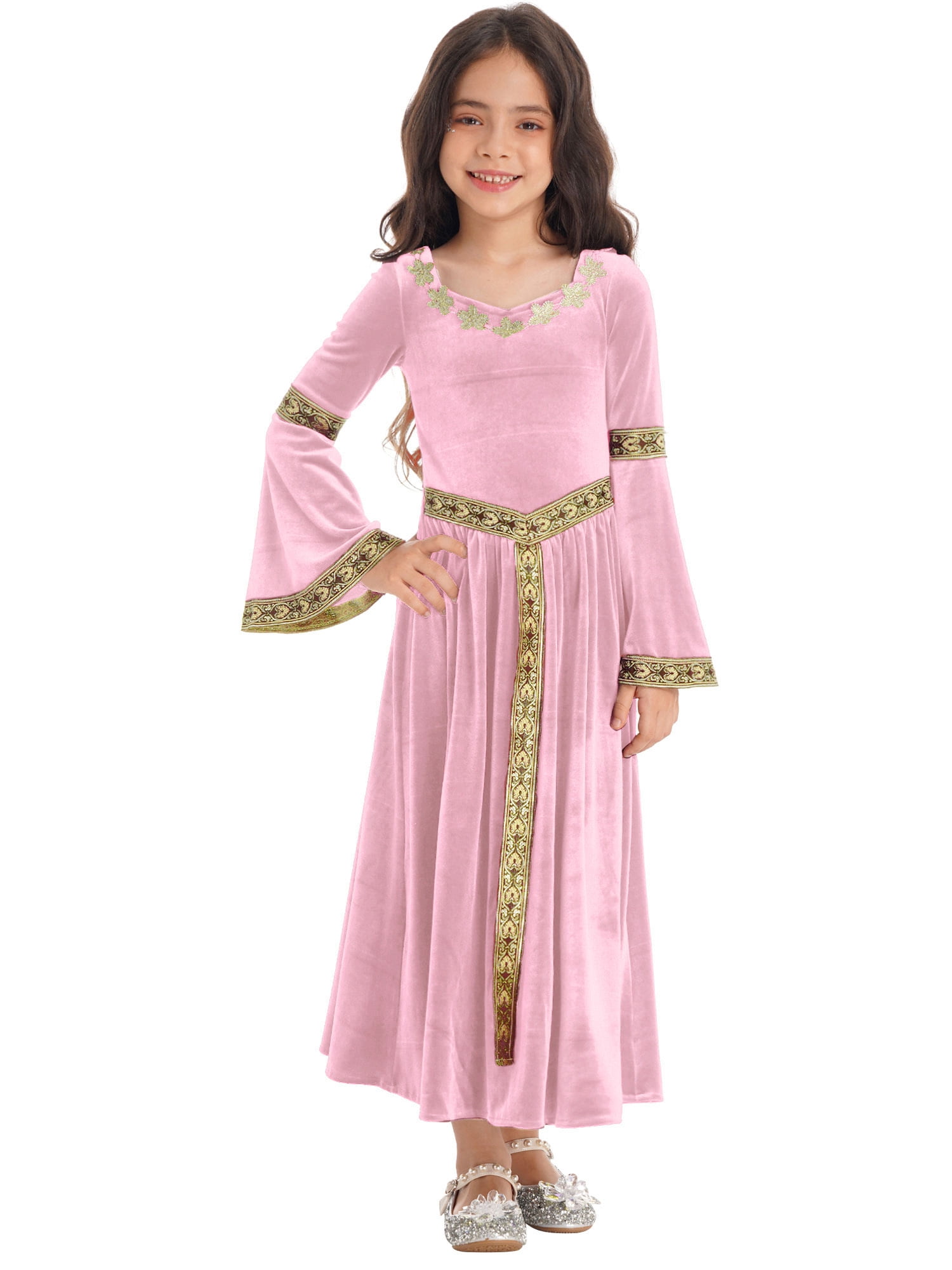 Mufeng Girls Renaissance Queen Gown Velvet Vintage Medieval Princess ...