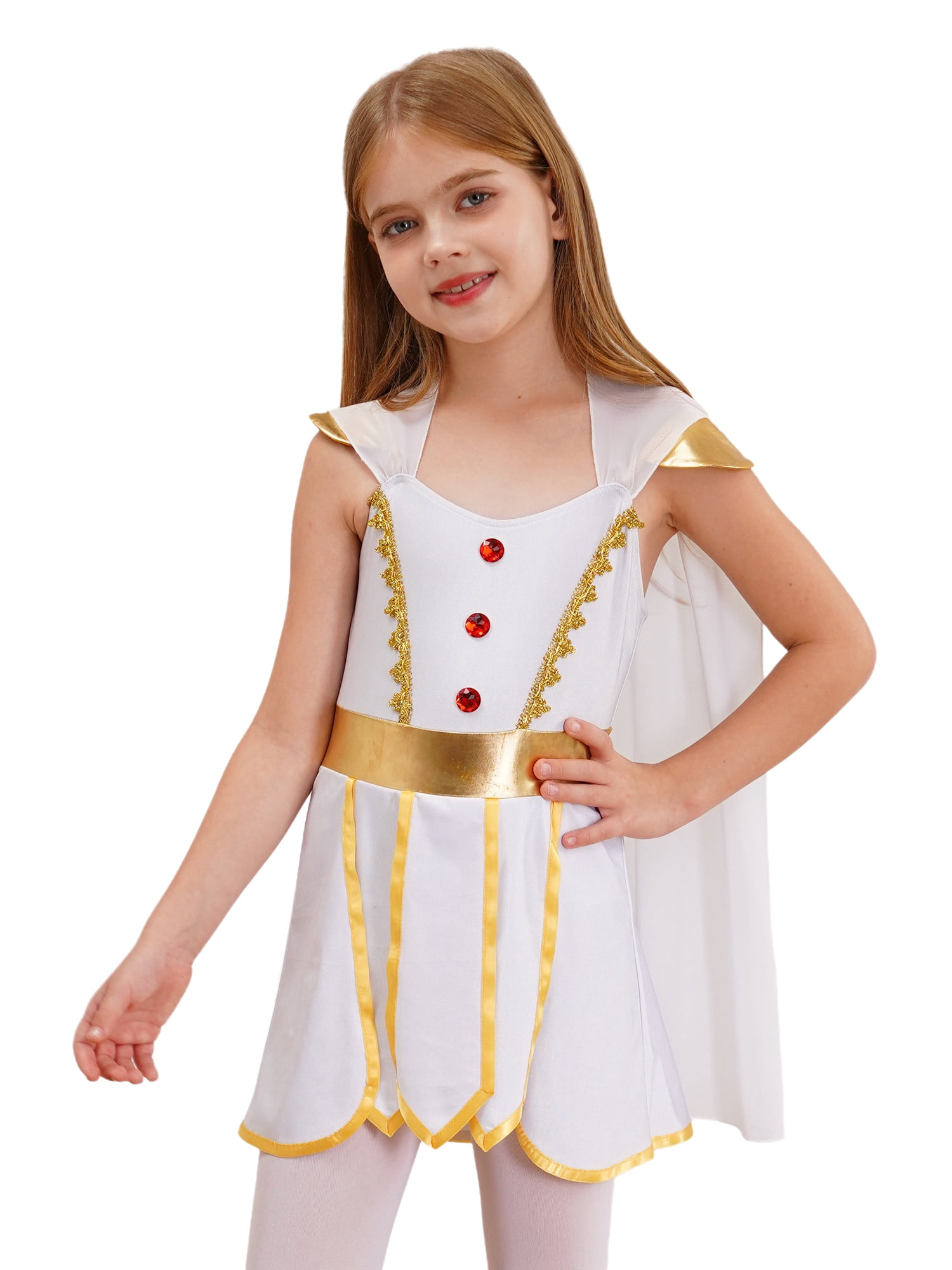 Mufeng Kids Ancient Greek Costume Girls Toga Dress Roman Empress Role ...