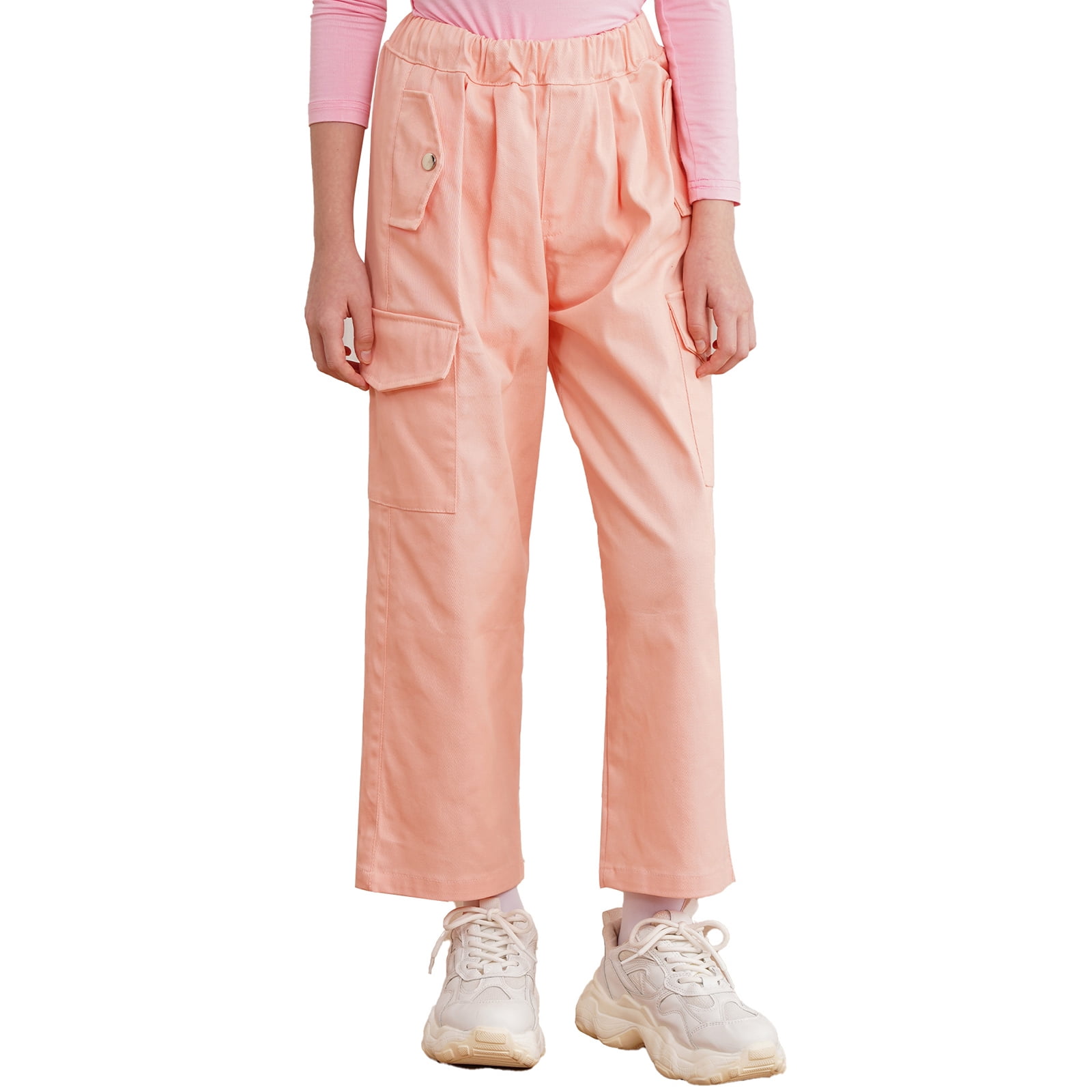 Mufeng Kids Girls Cargo Pants Baggy High Waist Straight Jeans Athletic ...